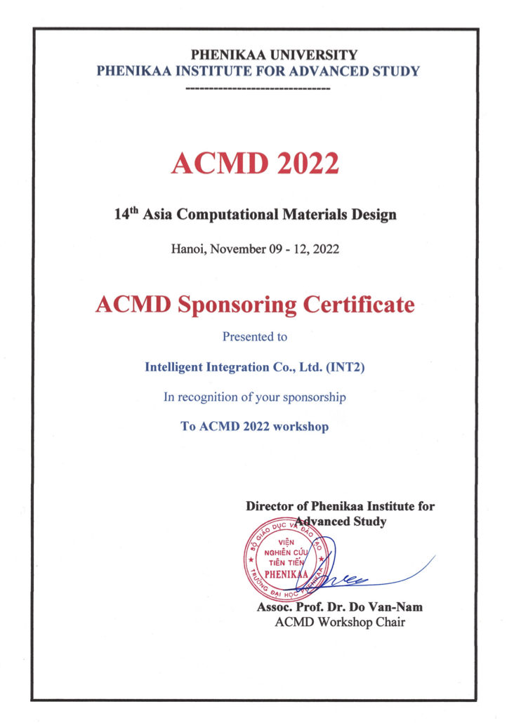 INT2 sponsors the 14th ACMD Workshop – INT2